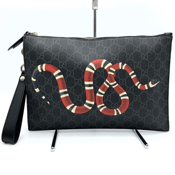 Gucci | Bags | Gucci King Snake Clutch Bag Gg Supreme Black | Poshmark